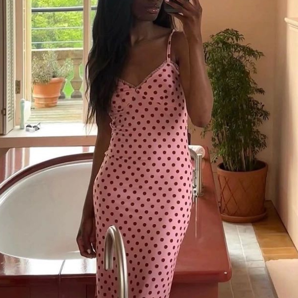 New Reformation Cesca Knit Midi Dress - Fandango Pink… - Gem